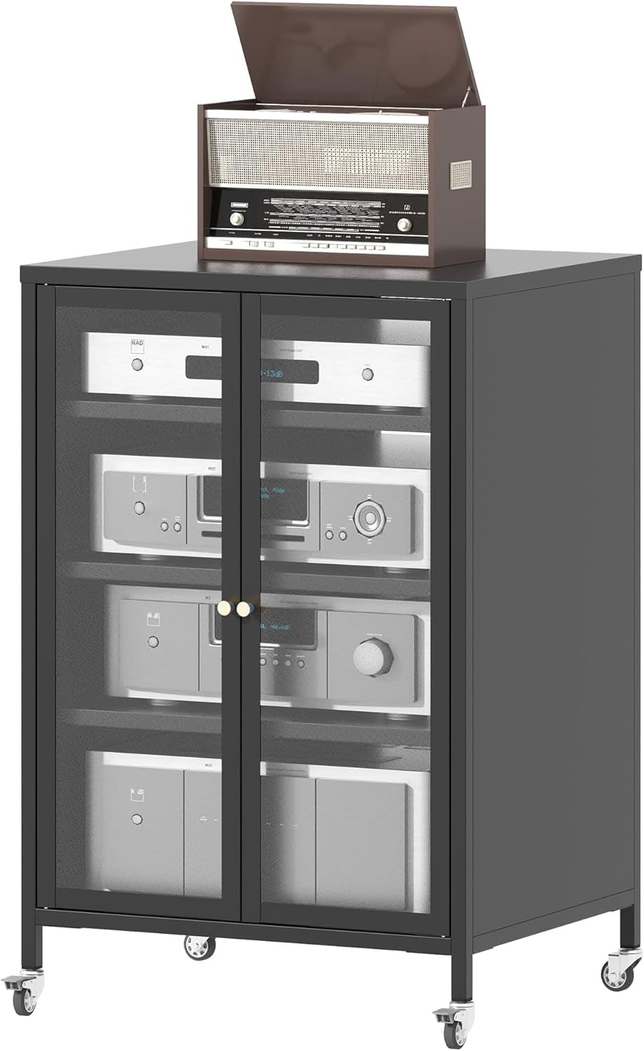 Media Storage Cabinet, Stereo Cabinets with Doors and Shelves, Audio ...