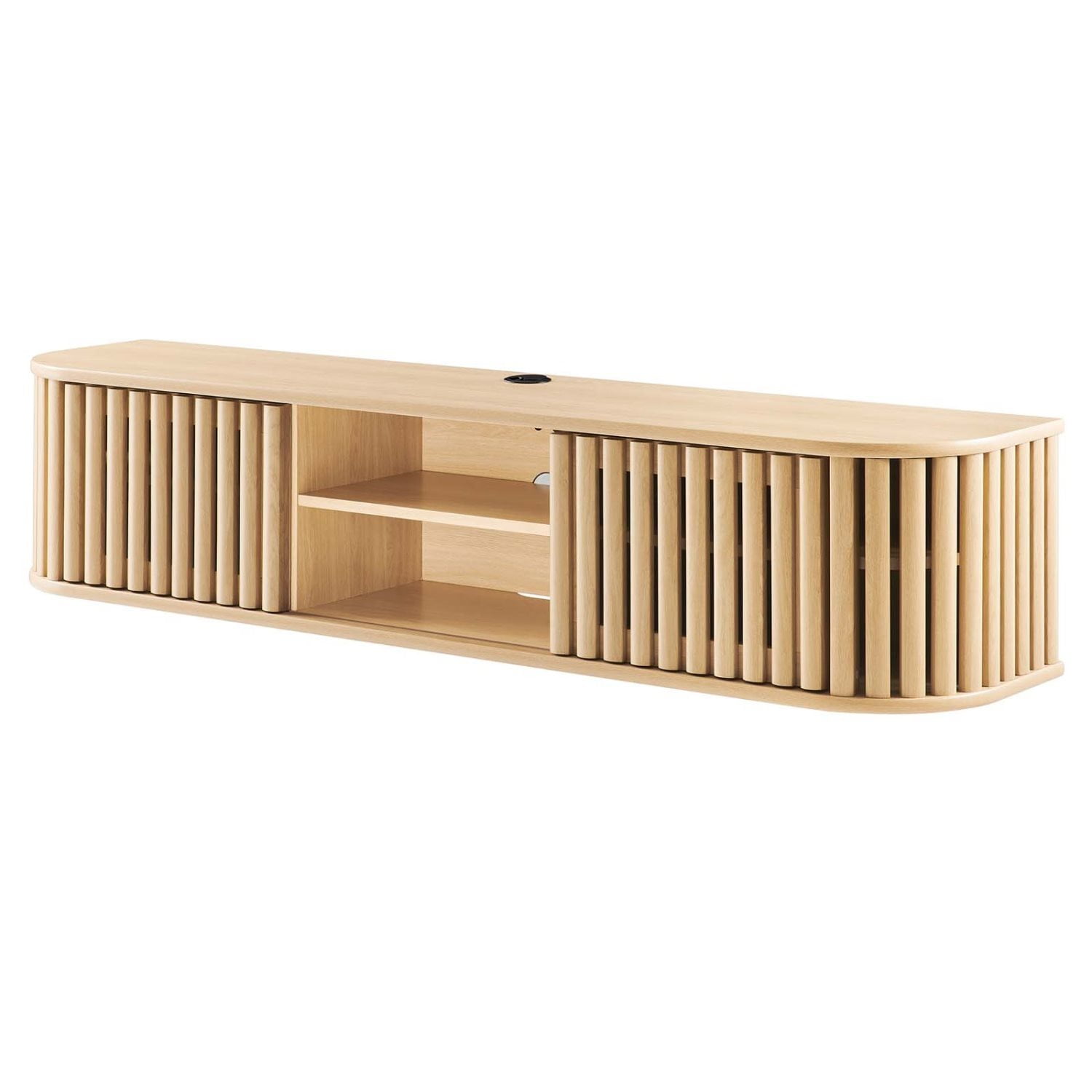 Media TV Stand Console Table, Brown Oak, Wood, Living Room Lounge Cafe ...