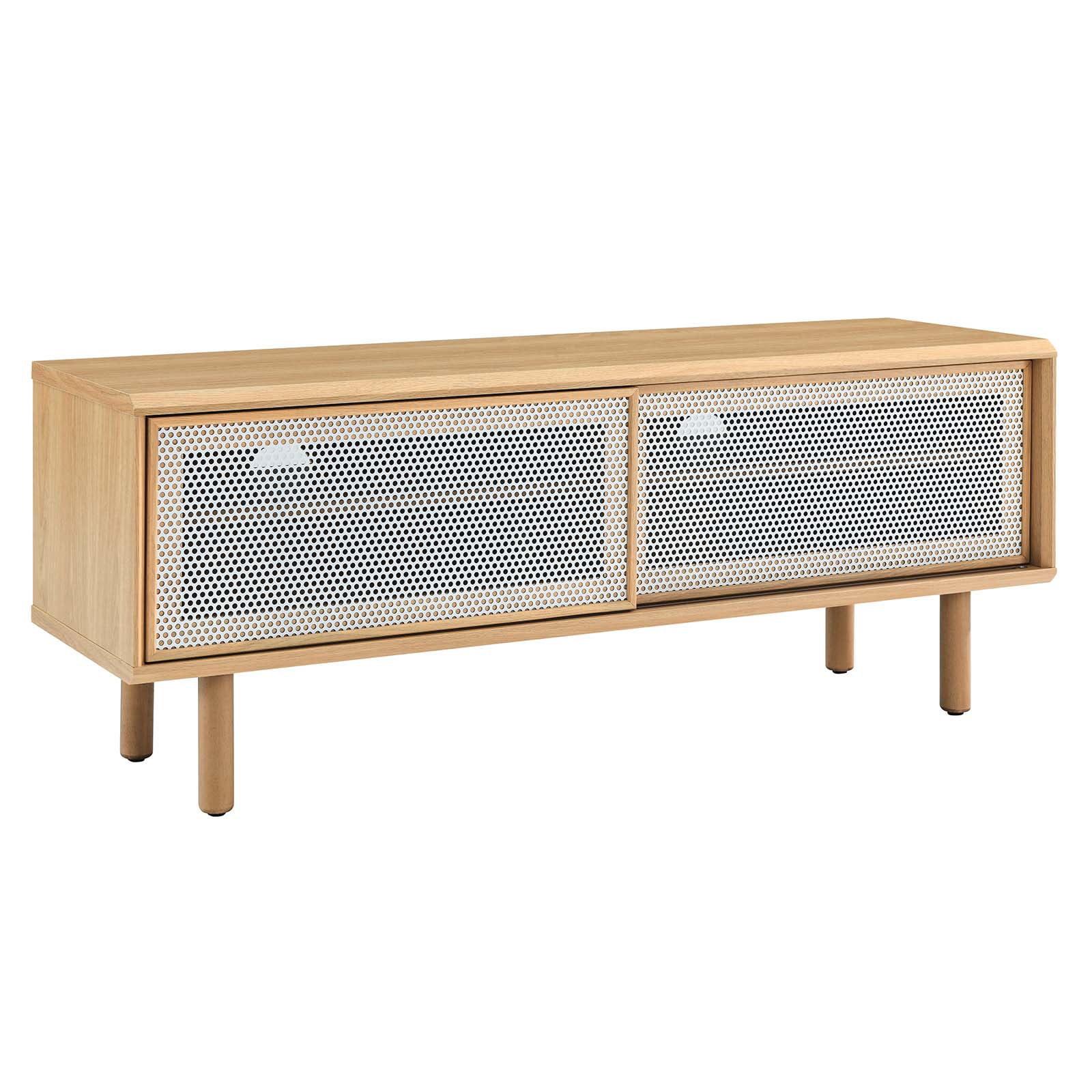 Media TV Stand Console Table, Brown Oak, Wood, Metal, Industrial Living ...
