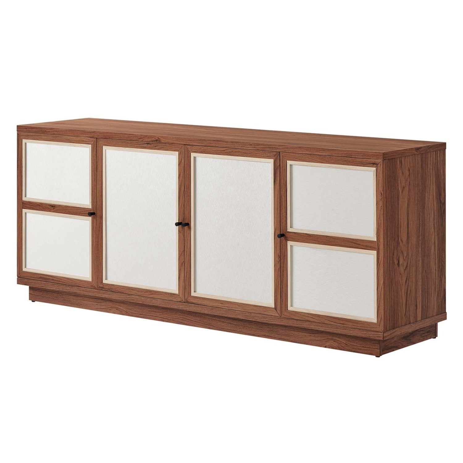 Media TV Stand Console Table, Walnut, Wood, Mid Century Living Room ...