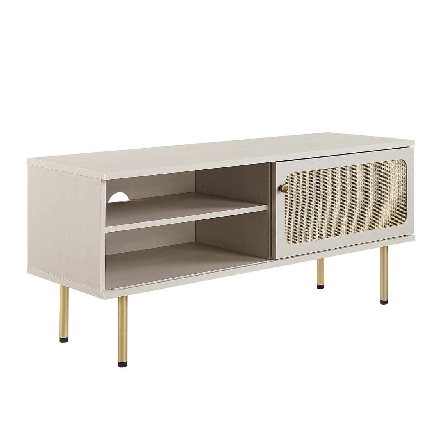 Media TV Stand Console Table, White, Wood, Living Room Lounge Cafe ...