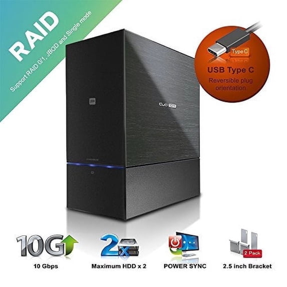 USB 3.2 2 Bay 3.5-inch SATA Hard Drive Enclosure - USB Type C 10Gbps ...
