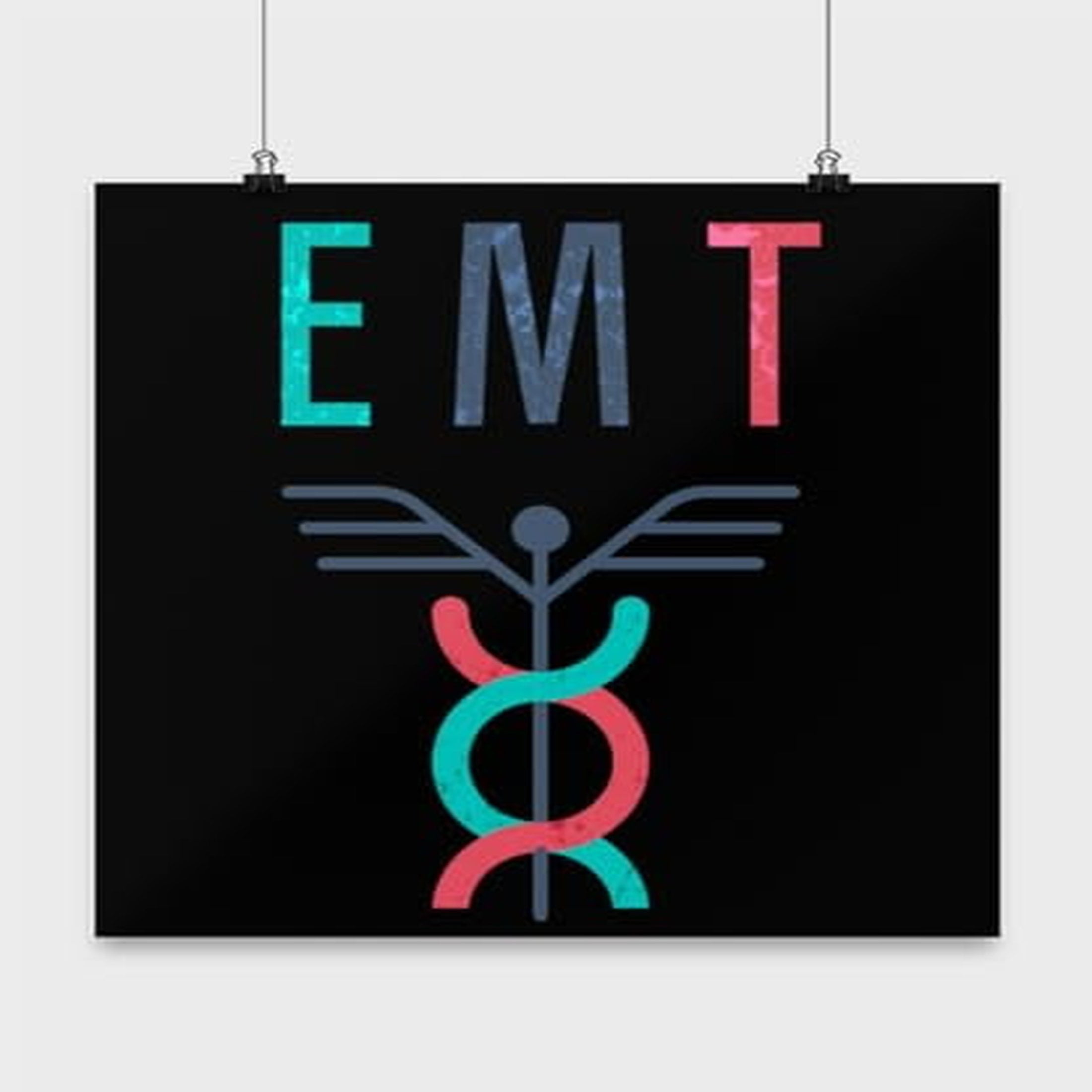 Emt Medic Poster Wall Art Gift, Black 13x13in - Emergency Worker Decor ...