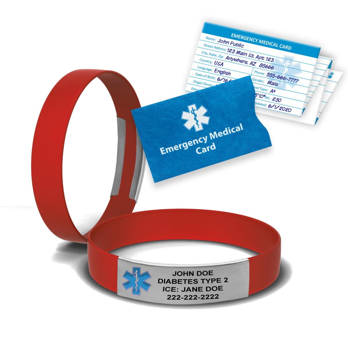 MedicBand Medical Alert ID Bracelet. Incl. 4 Lines Custom Engraving ...