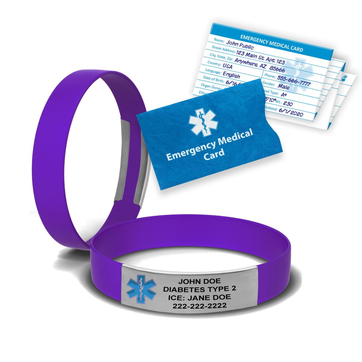 MedicBand Medical ID Bracelets for Men and Women. Incl. 4 Lines Custom ...