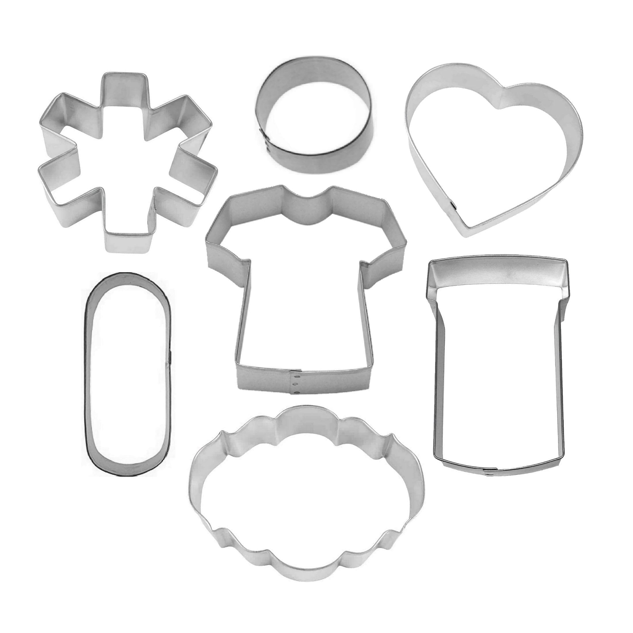 Medical 7 Piece Cookie Cutter Set - Medical Symbol, Heart, Scrub Top ...
