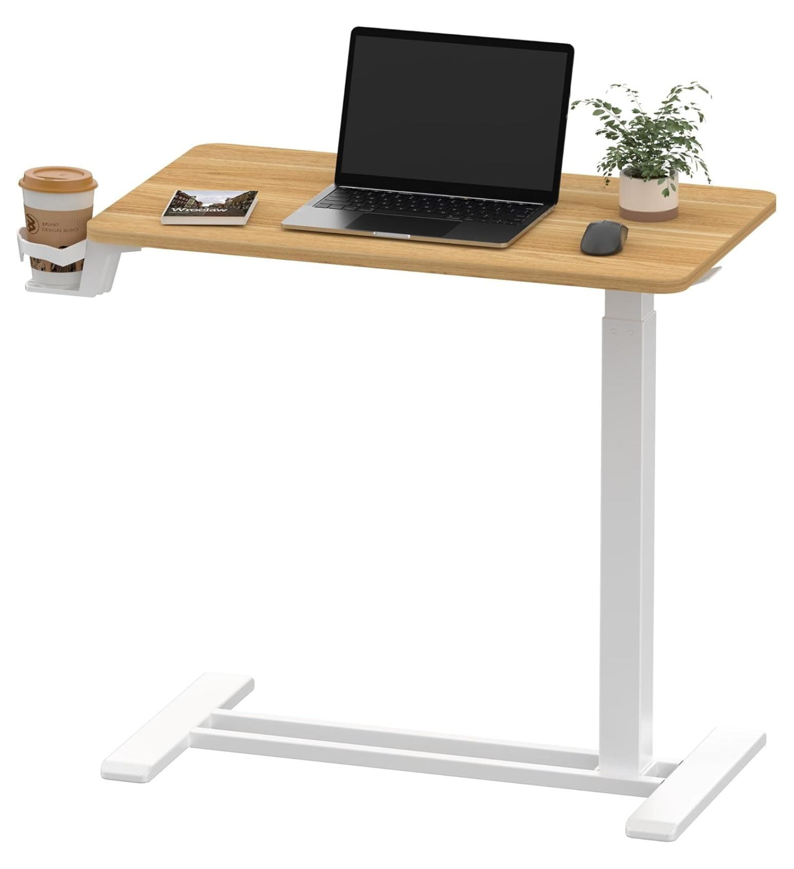 Medical Adjustable Overbed Bedside Table with Hidden Casters, Pneumatic ...