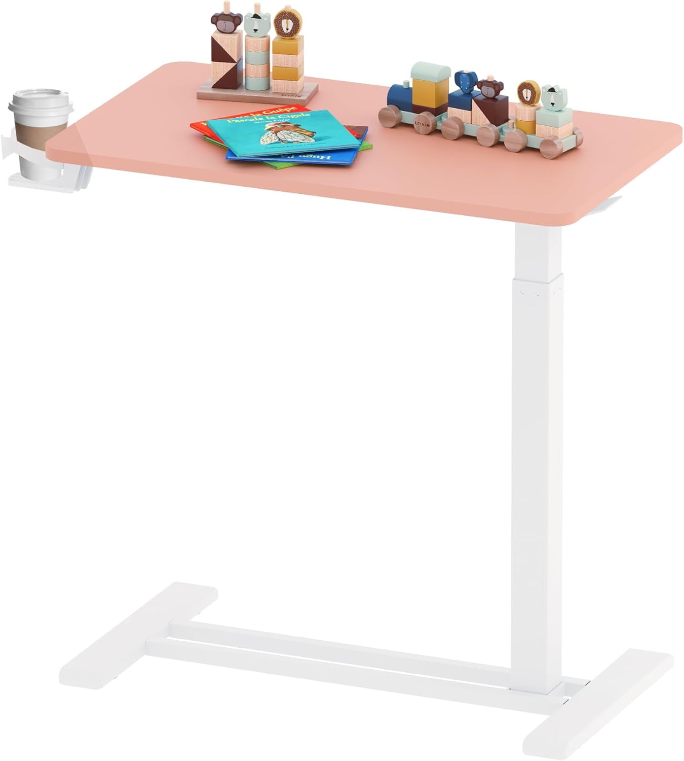 Medical Adjustable Overbed Bedside Table with Hidden Casters, Pneumatic ...