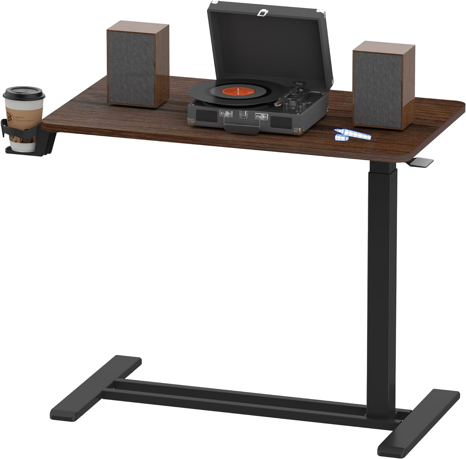Medical Adjustable Overbed Bedside Table with Wheels Pneumatic Mobile ...