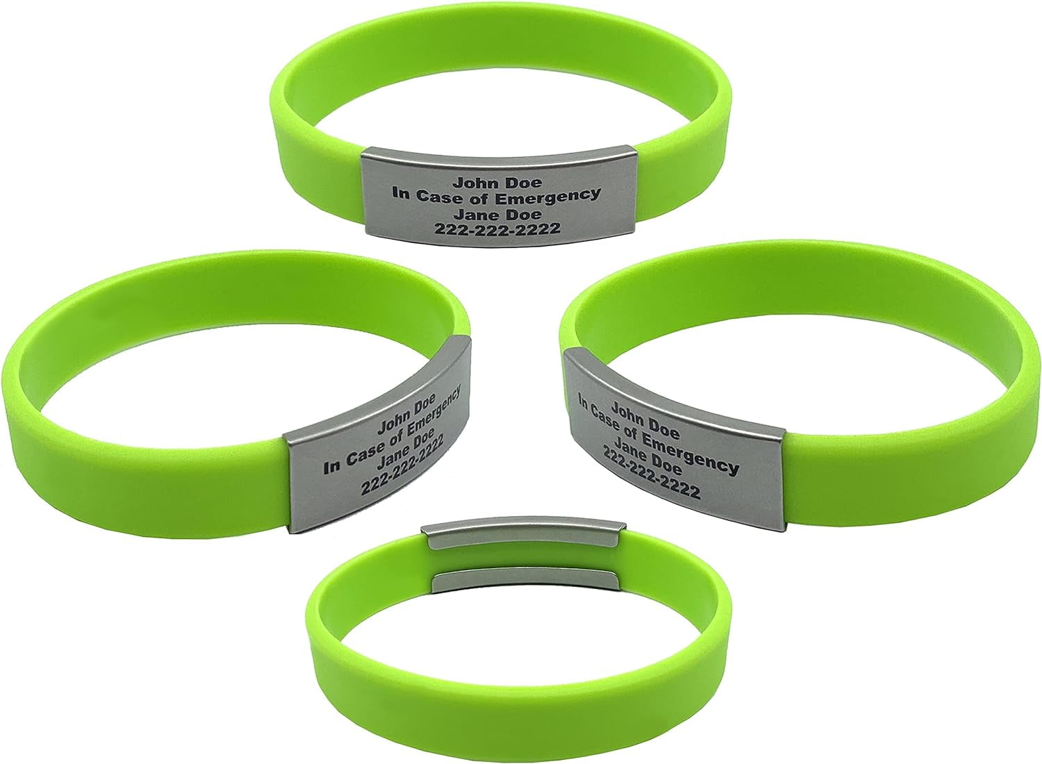 Medical Alert Bracelet - Lime Green Silicone ID Bracelet - Medical ...