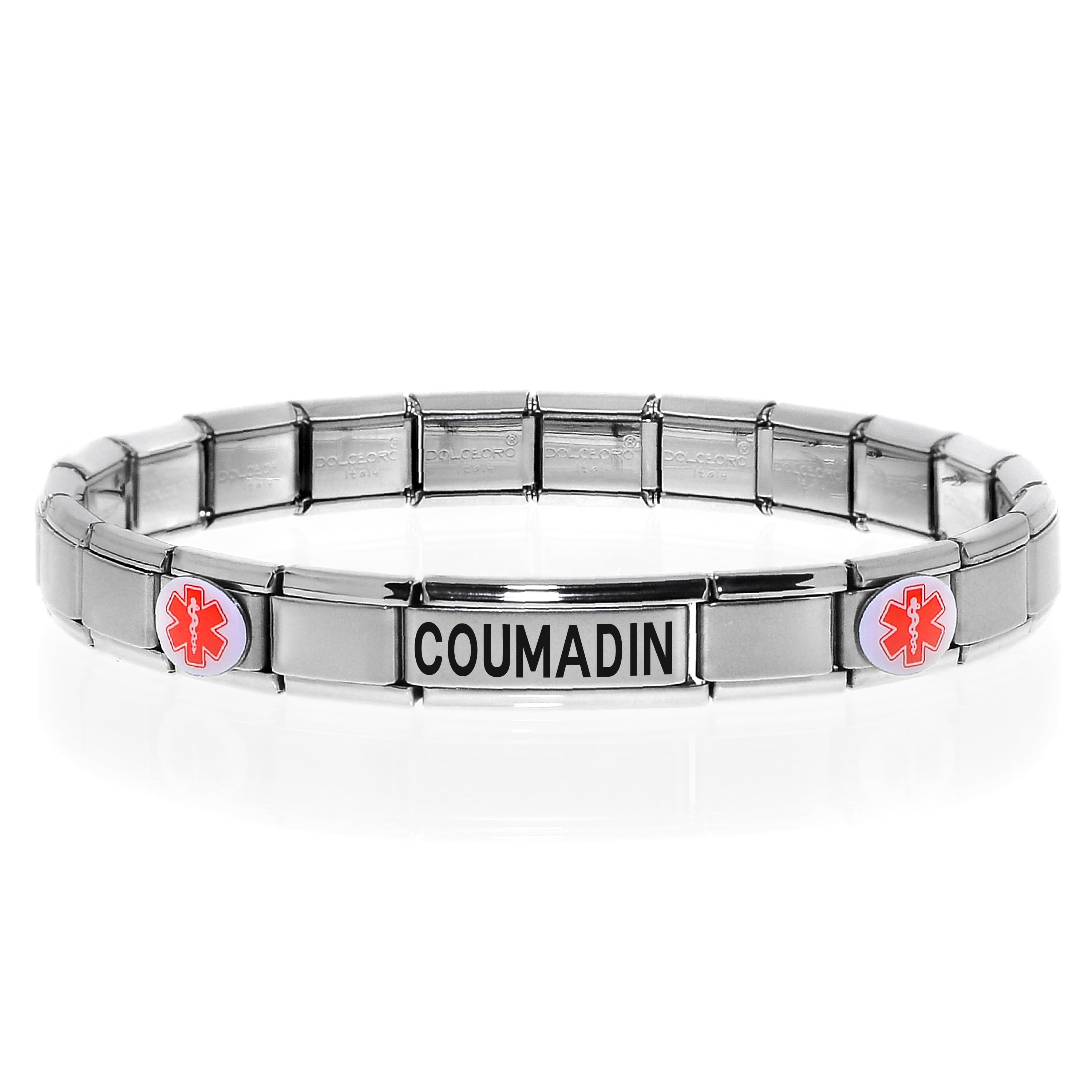 Medical Alert ID Bracelet on COUMADIN Medication, Modular Charm Style ...