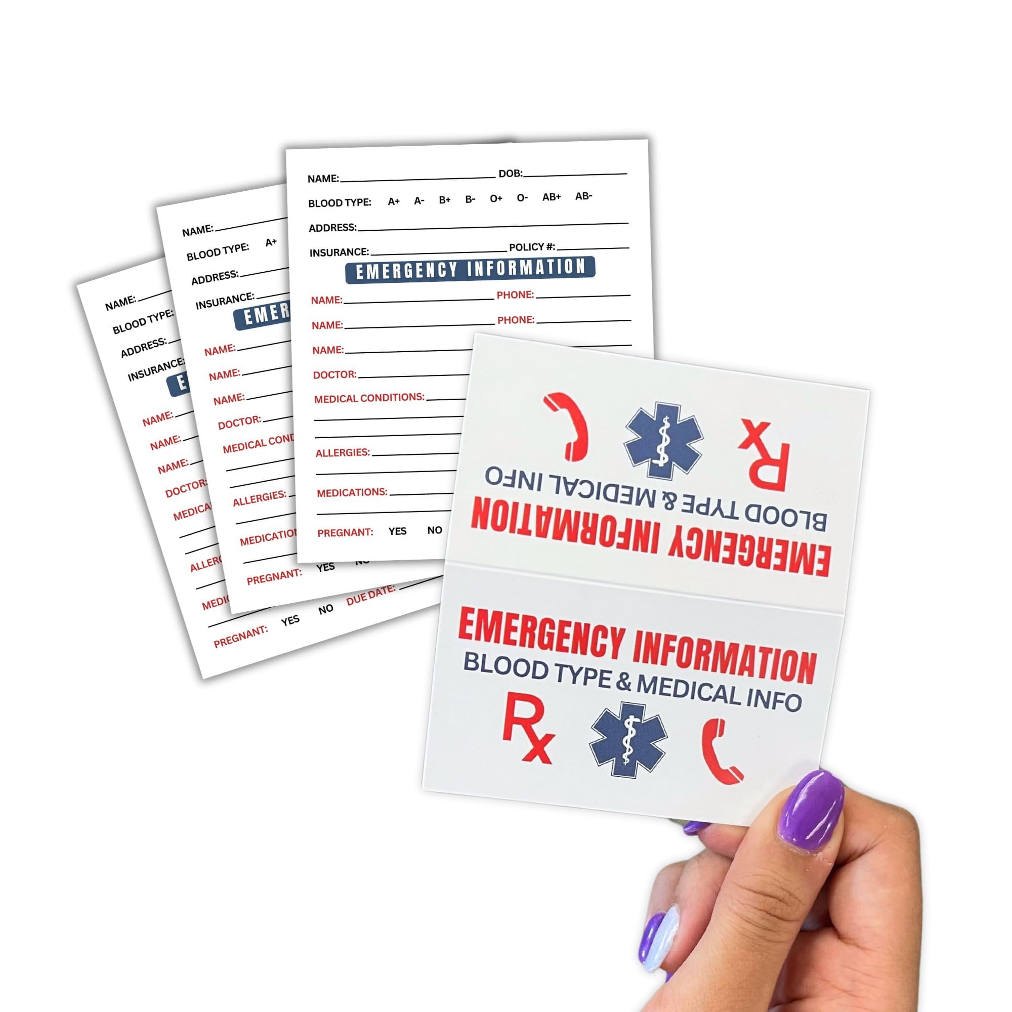 Medical Alert ID Information In Case of Emergency Folded Wallet Card ...