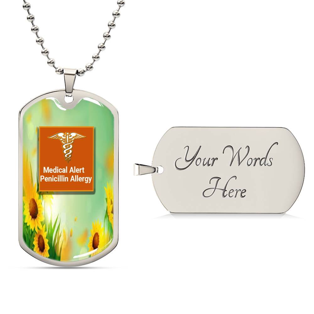 Medical Alert Jewelry - Penicillin Allergy Dog Tag - Graphic Military ...
