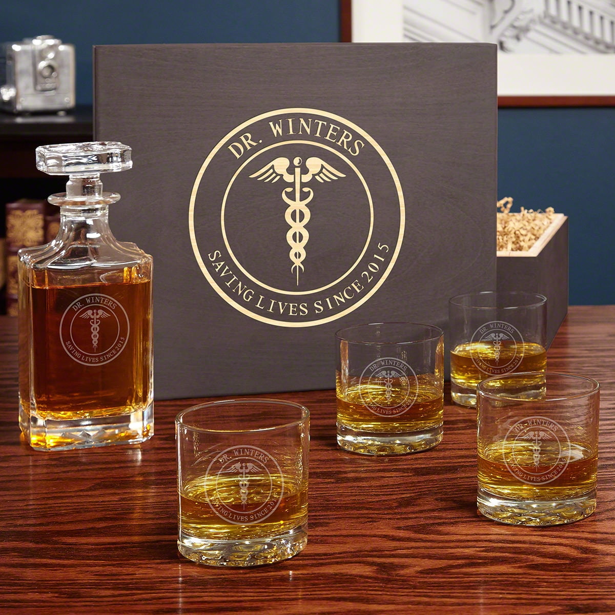 Free Shipping! HomeWetBar Medical Arts Carson Whiskey Decanter Set with ...