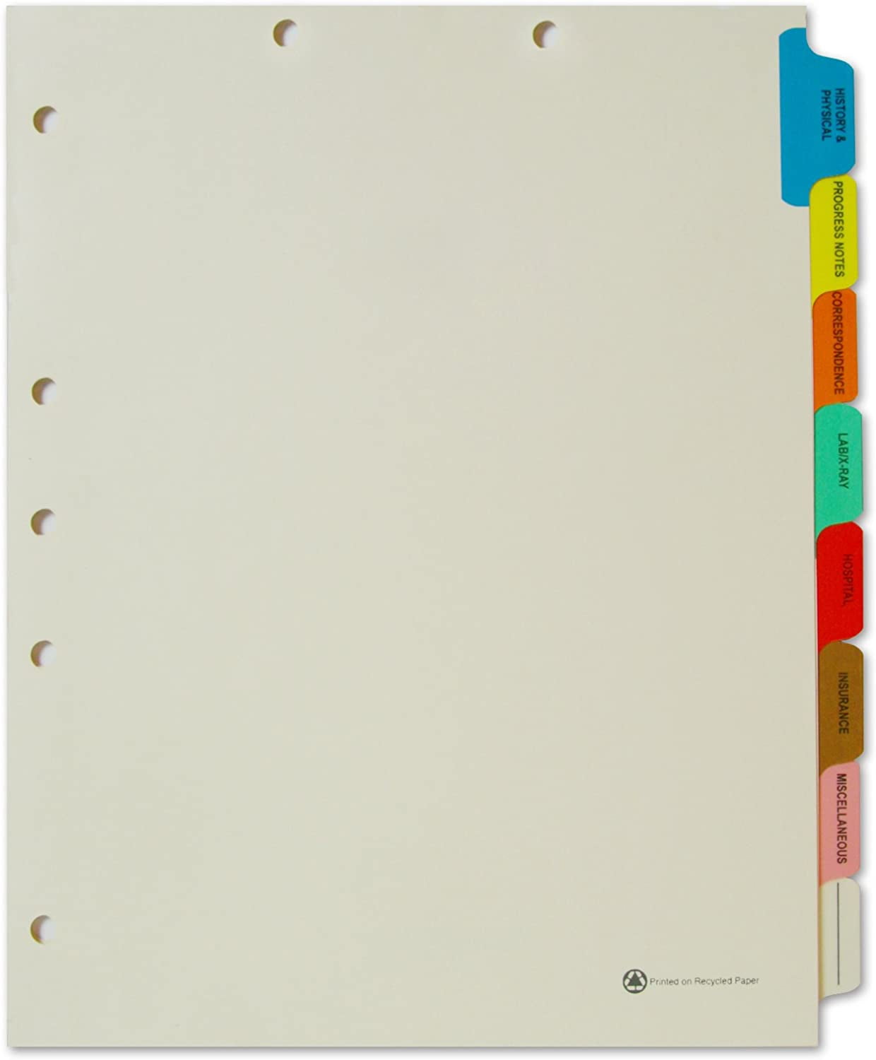 Medical Arts Press Match Medical Chart Index Dividers- 8 Tabs, Letter ...