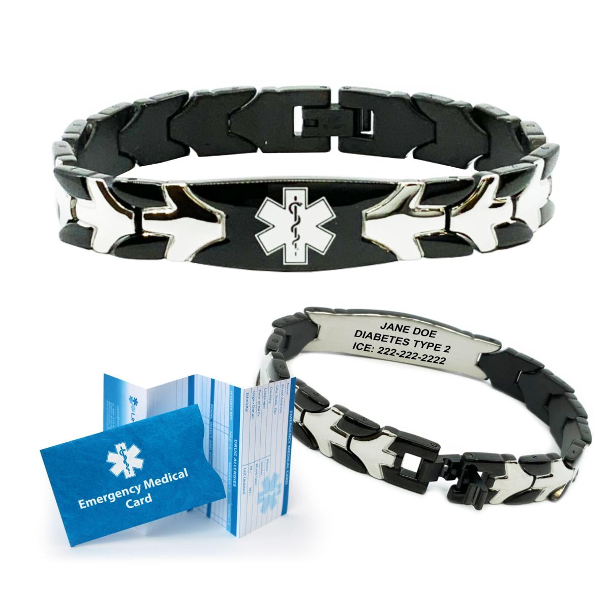 Medical Bracelets For Women, Black and Silver Chevron Arrow Jewelry ...