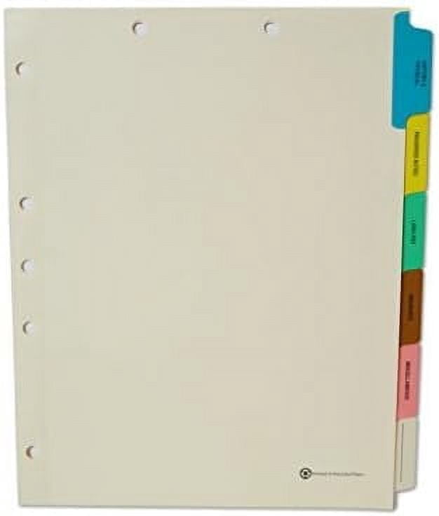 Medical Chart Index Dividers- 6 Tabs, Letter Size, Manila, Side Tab (65 ...