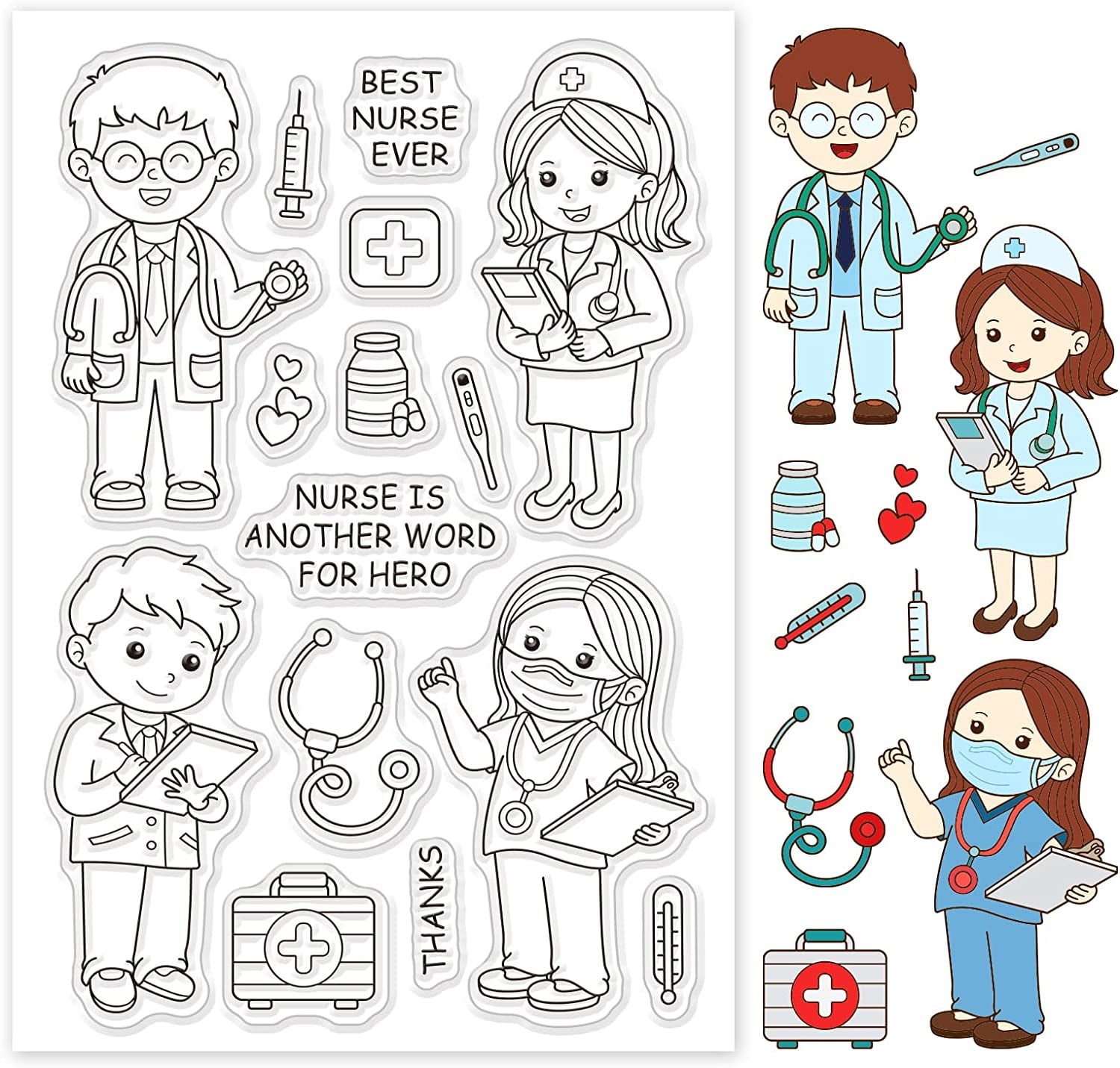 Medical Clear Stamp Doctor Words Silicone Stamp Cards Rabbit Mice ...