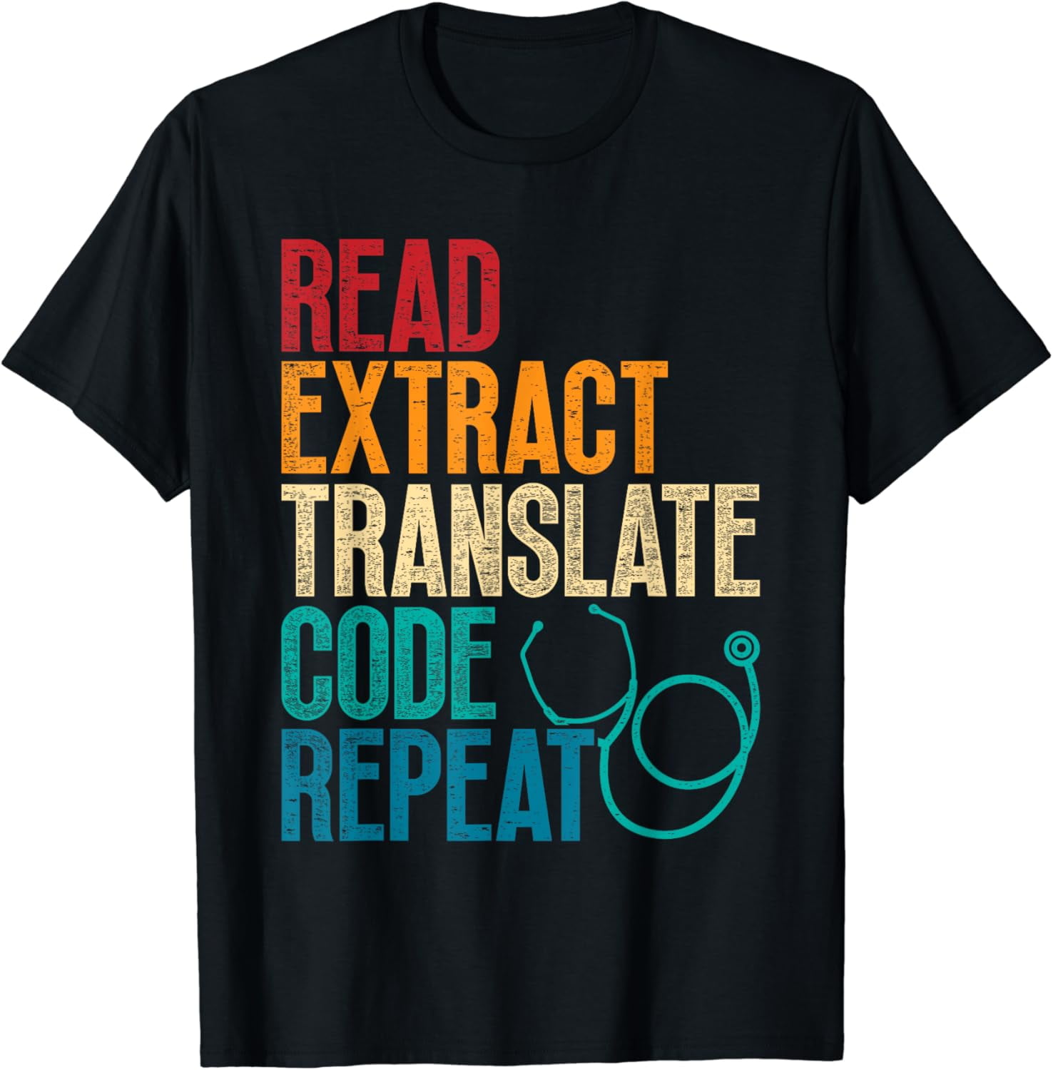 Medical Coder Read Extract Translate Code Repeat T-Shirt - Walmart.com
