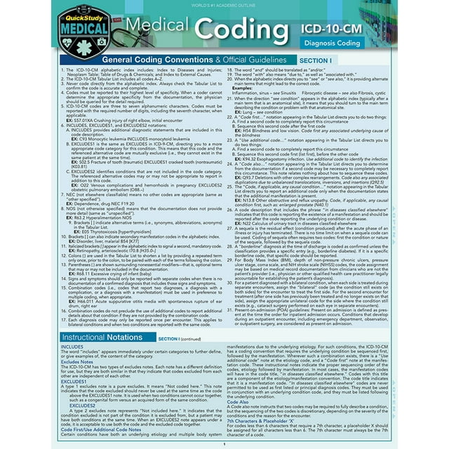 Medical Coding ICD-10-CM: A Quickstudy Laminated Reference Guide (Other ...