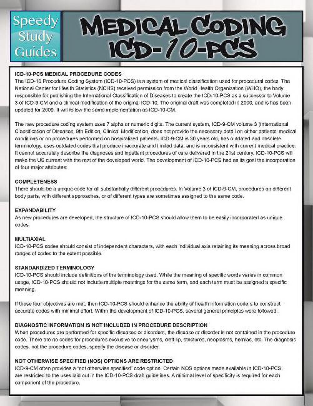 Medical Coding : ICD-10-PCs (Speedy Study Guides) (Paperback) - Walmart.com