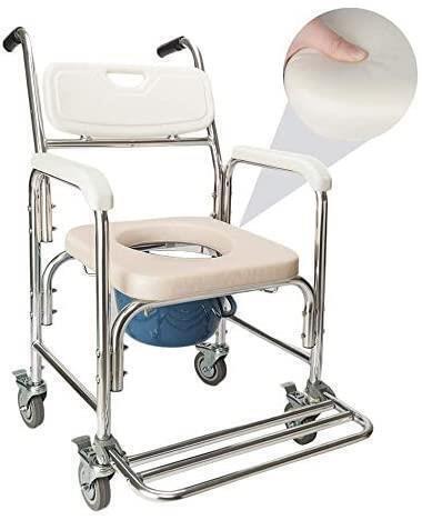 Medical Commode Shower Commode Wheelchair Bedside Toilet and Rolling ...