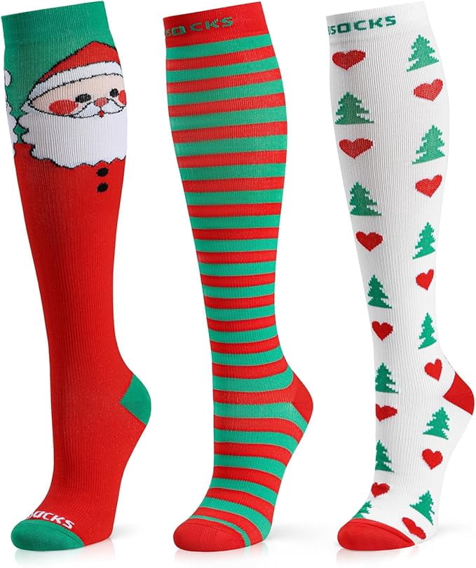 Compression Socks for Women and Men 3 Pairs 20-30 mmHg Knee High ...