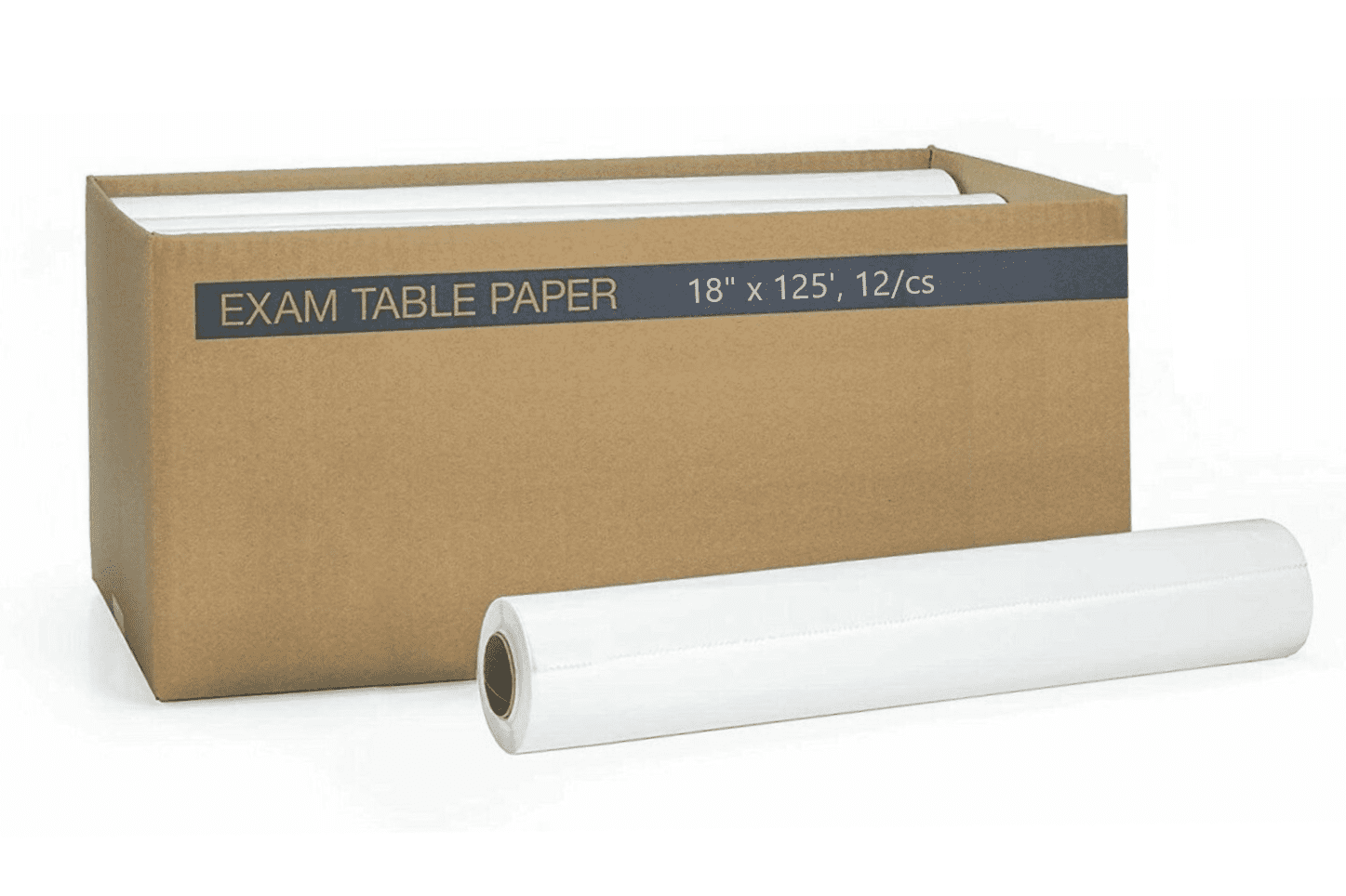 Medical Exam Table Paper Roll, 18" x 225 ft, 12/cs Bulk Case White ...