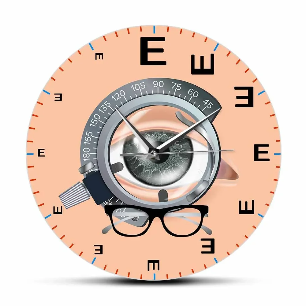 Medical Eye Chart Test Exam Inspired Wall Clock For Doctor Clinic ...