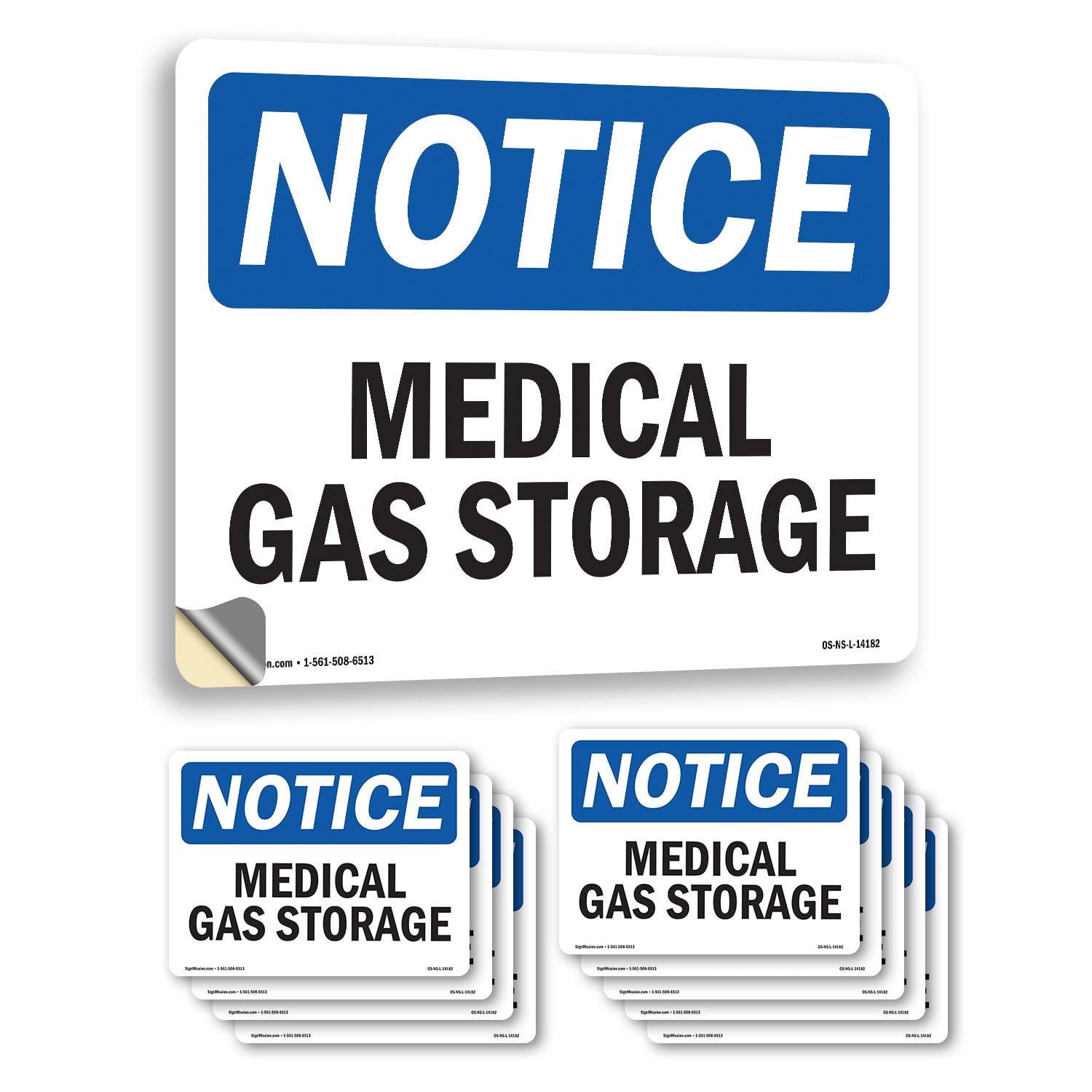 Medical Gas Storage OSHA Notice Vinyl Decal Label 10 Inch x 7 Inch - 10 ...