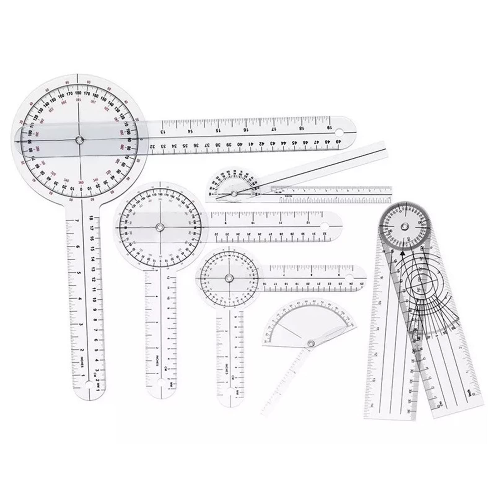 Medical Goniometer Set, 6PCS Transparent Medical Angle Ruler for ...