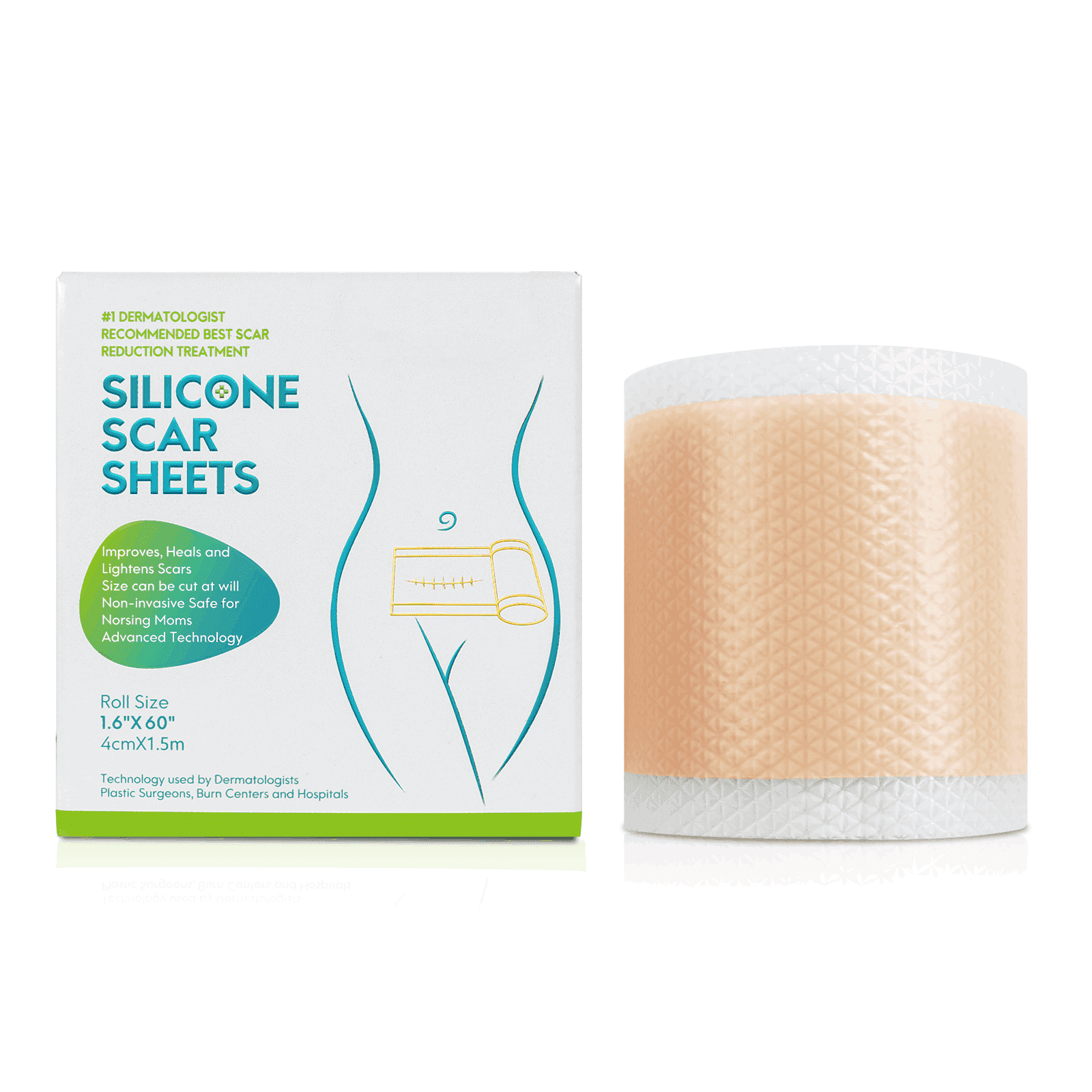 Medical Grade Silicone Scar Sheets - 1.6" x 60" Reusable Silicone Tape ...