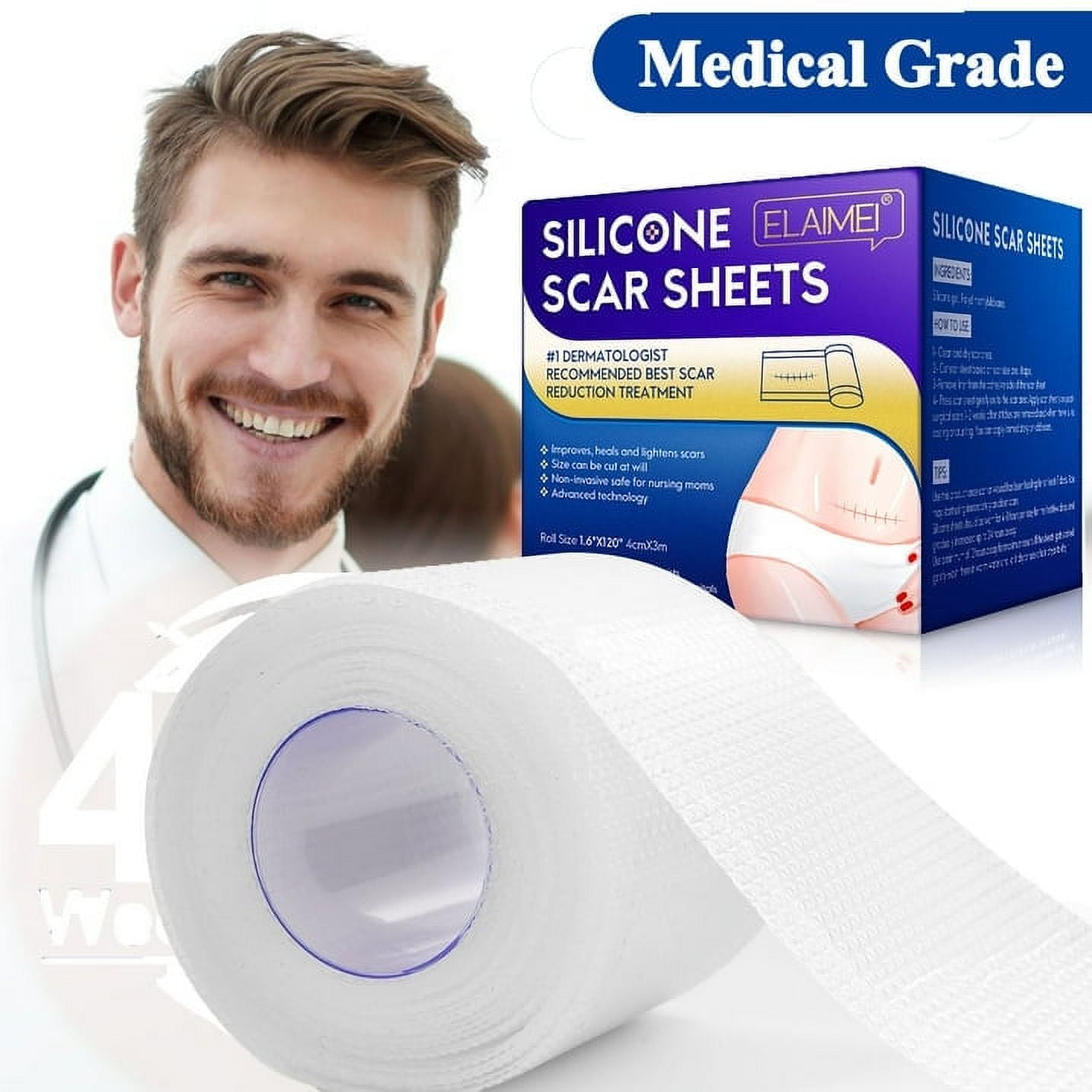 Medical Grade Silicone Scar Sheets,Painless Scar Reducing Treatments, 1 ...