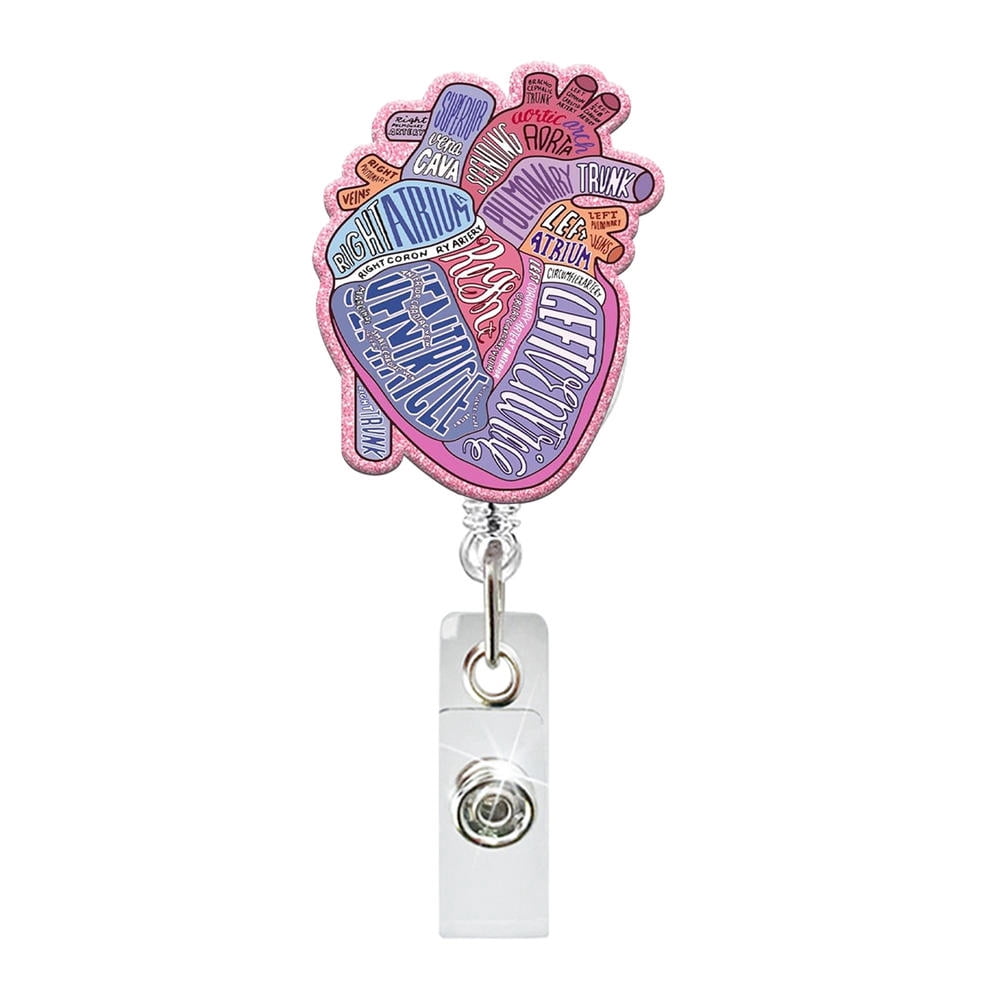 Medical Heart Brain Lungs Acrylic Glitter Retractable Badge Reel ...