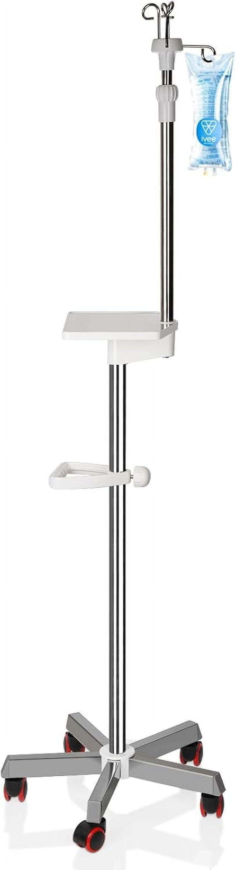 Medical IV Pole with Wheels - Stainless Steel Adjustable 57" to 79 ...