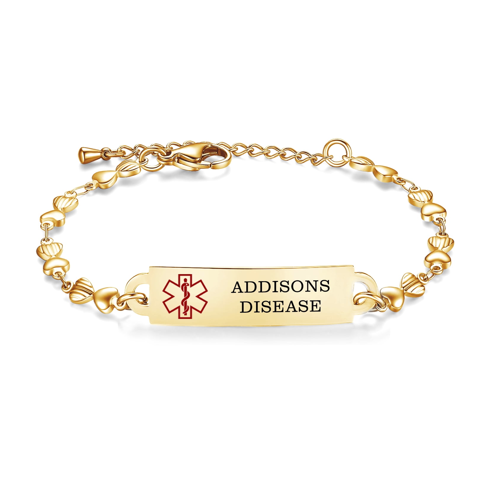 Medical Id Bracelets for Women Gold Heart Chain Medical ID Bracelets 6. ...