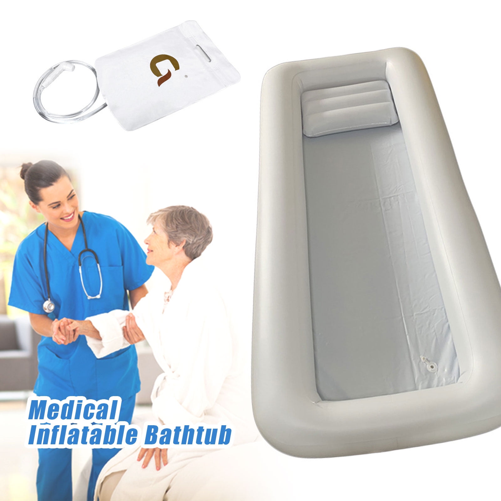 Stuffygreenus Inflatable Medical Bathtub, Portable Adult SPA, PVC, w ...