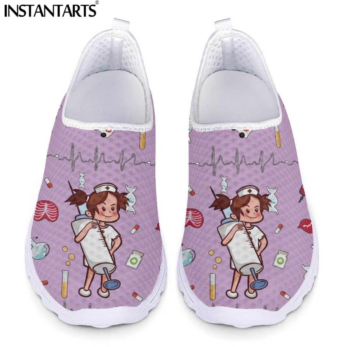 Medical Injection Pattern Women Breathable Mesh Flat for Nurse Walking ...