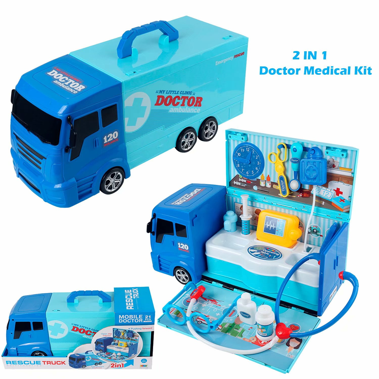 Medical Kit for Kids Doctor Set - Rescue Truck Toy - Walmart.com