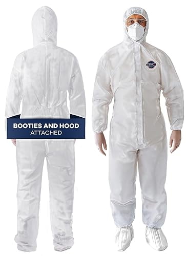 Medical Nation Disposable Hazmat Suit with Hood and Boots, Large, Heavy ...