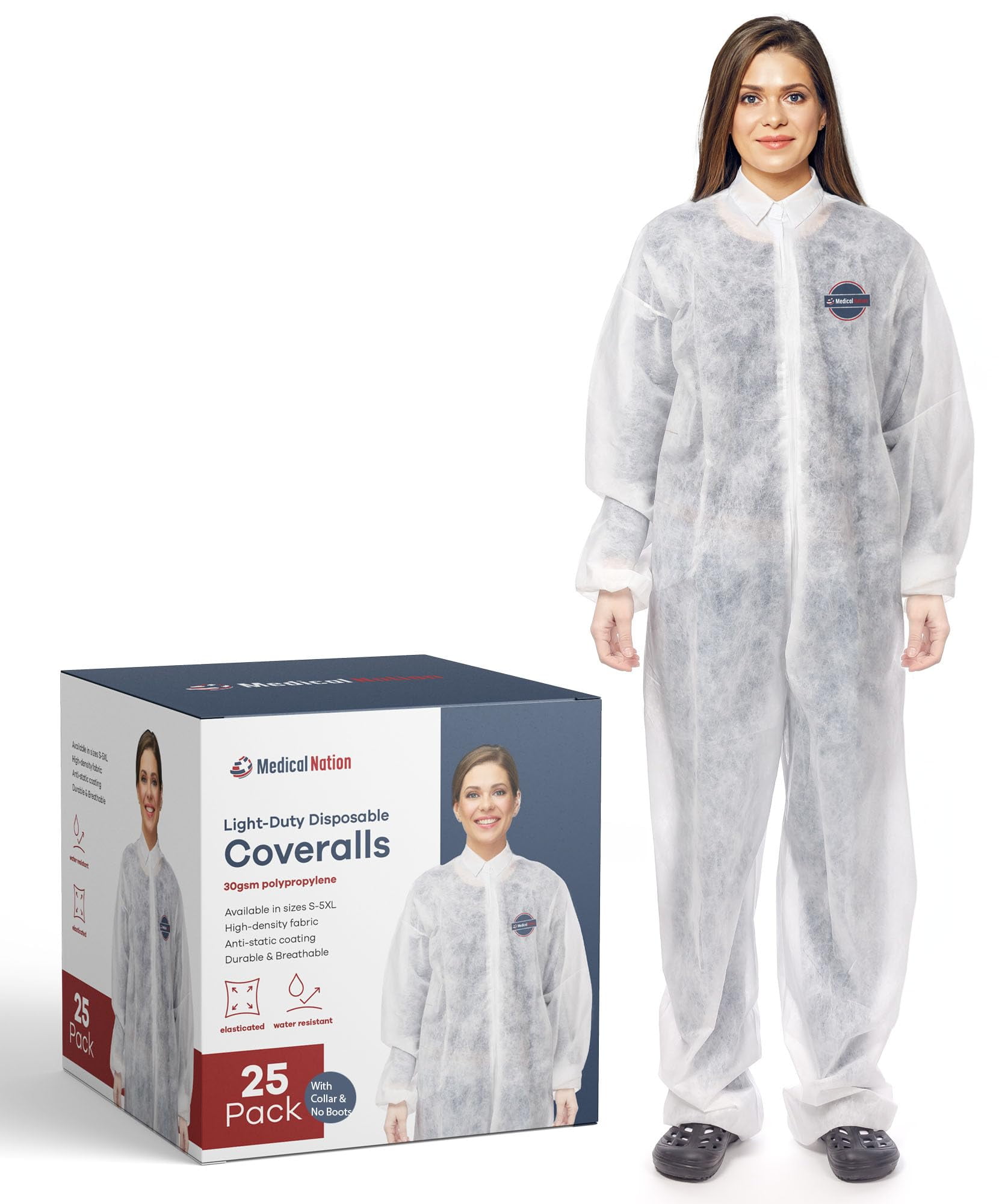 Medical Nation Hazmat Suits Disposable | 25 Pack | Light Duty ...