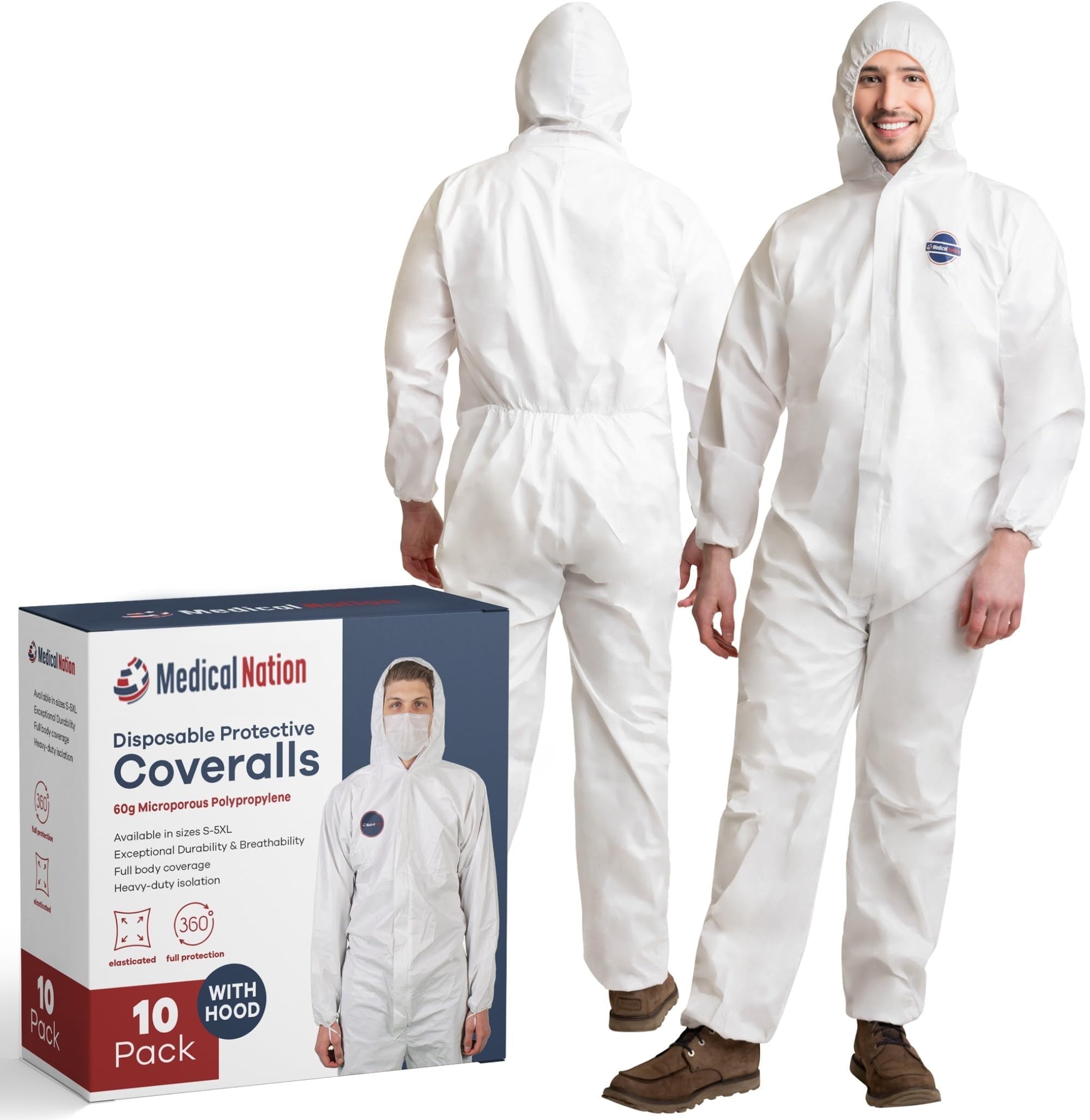 Medical Nation Disposable Hazmat Suit with Hood, 6XL, Heavy-Duty ...