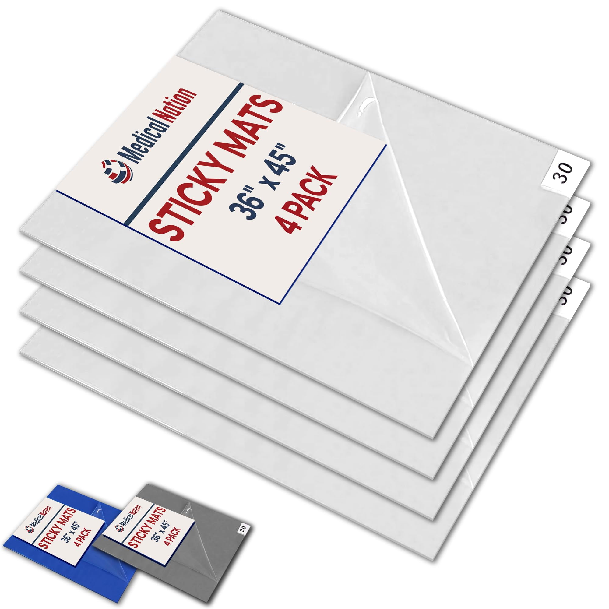 Medical Nation Sticky Mat - 36" x 45" - 120 White Sheets (Pack of 4 ...