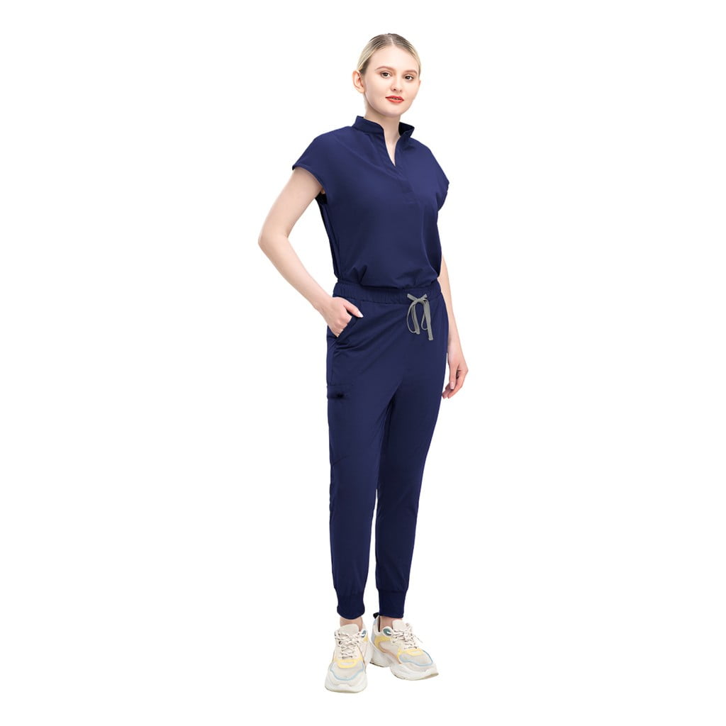 Medical Nursing Short Sleeve Scrubs Set Unisex Nurse Work Uniform with ...
