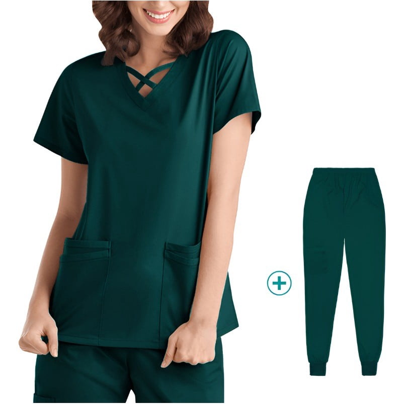 Medical Nursing Uniforms Set Unisex Surgical Scrubs with Pockets Jogger ...