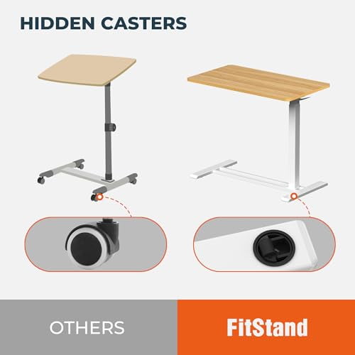 Medical Overbed Adjustable Bedside Table with Hidden Casters, Pneumatic ...