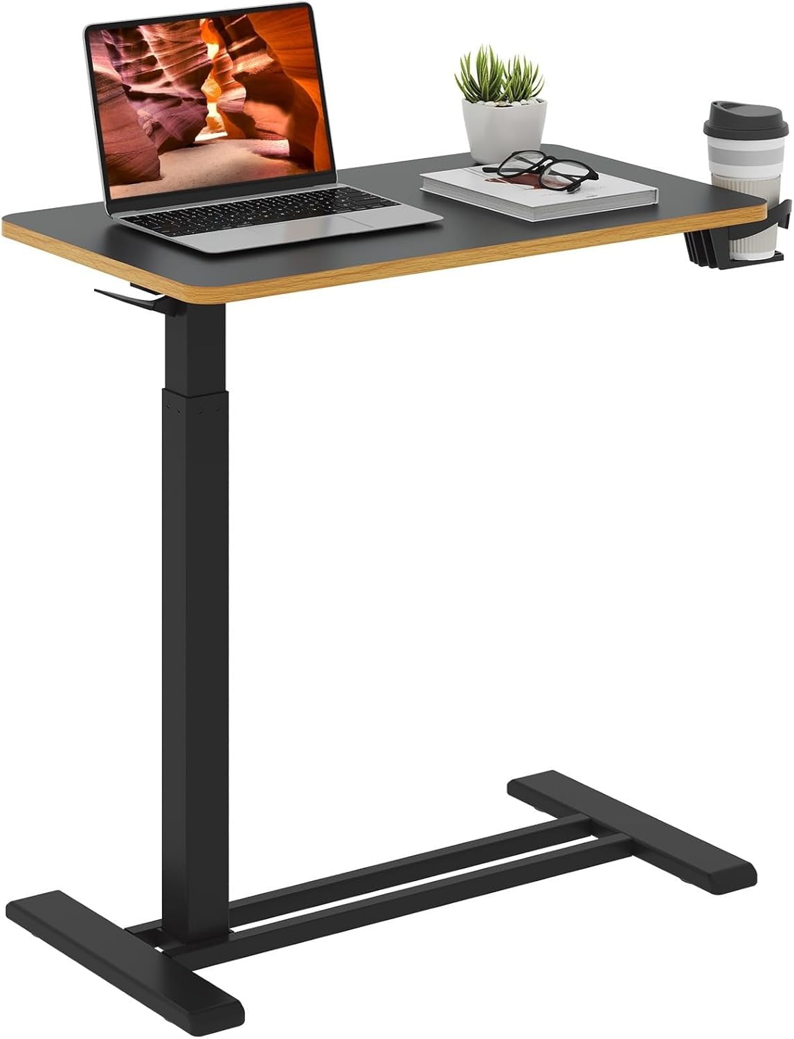 Medical Overbed Adjustable Bedside Table with Hidden Casters, Pneumatic ...