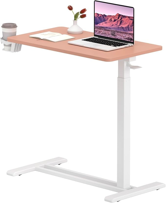 Medical Overbed Adjustable Bedside Table with Hidden Casters, Pneumatic ...