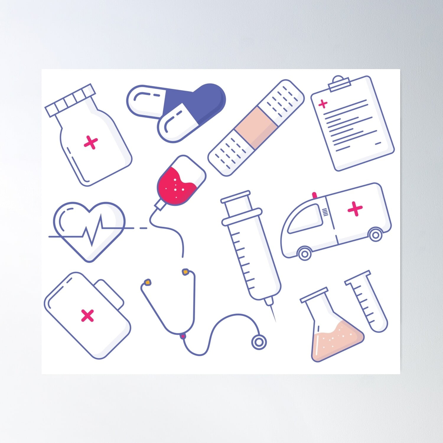 Medical Pattern - Gift For Healthcare Worker Nhs Poster Wall Art ...