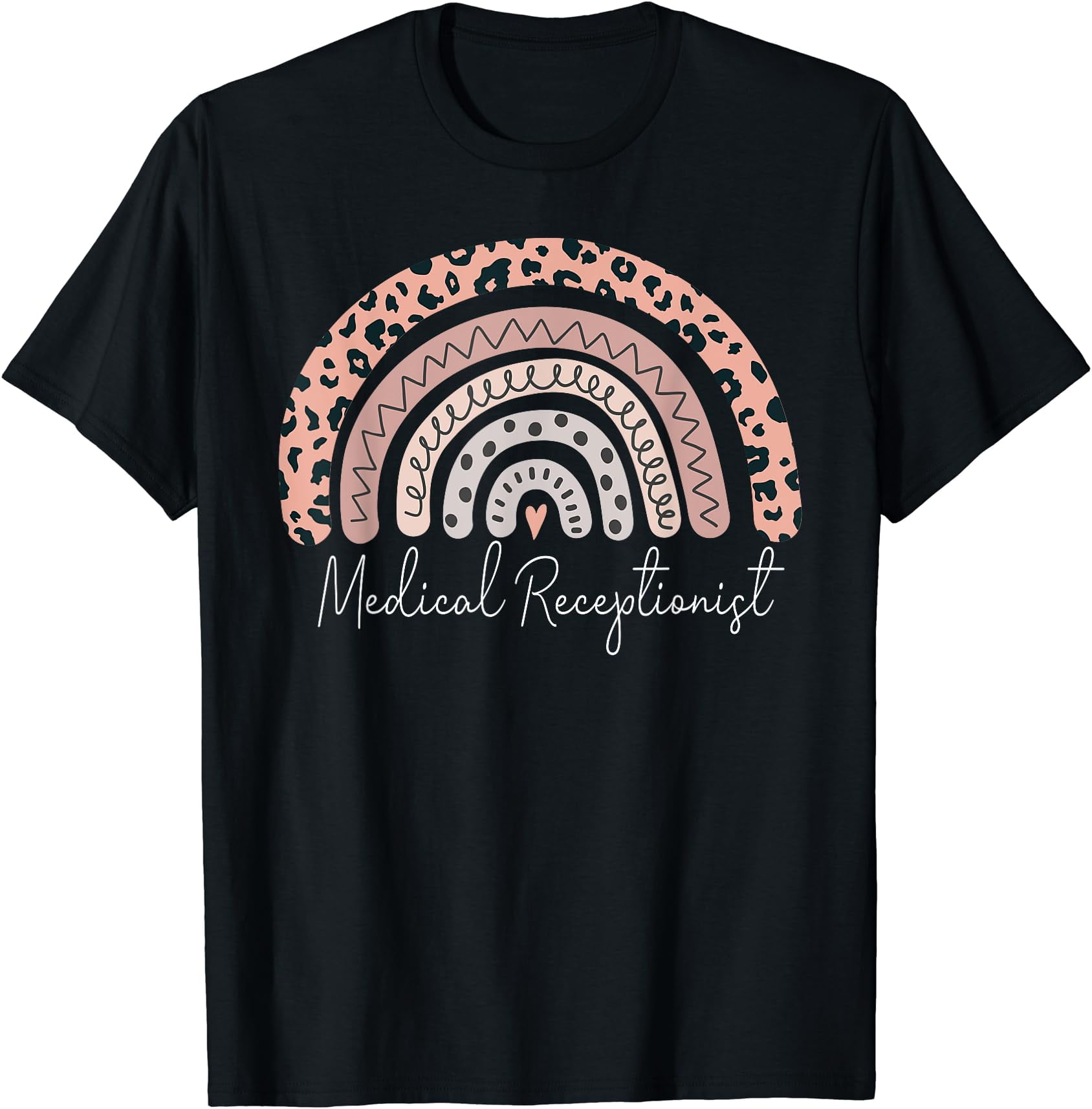 Medical Receptionist Leopard Rainbow Appreciation Cotton T-Shirt ...